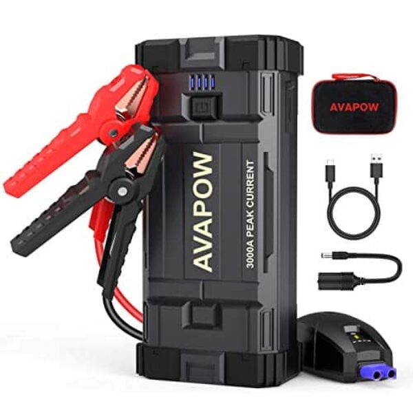 AVAPOW Car Battery Jump Starter Portable,3000A Peak 23800mAh,12V Jump ...