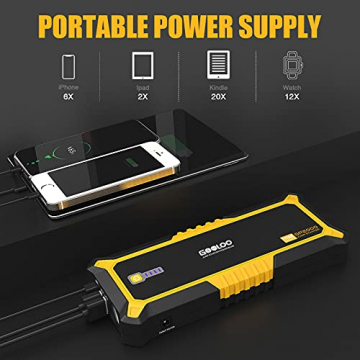GOOLOO GP2000 2000 Amp Car Battery Jump Starter For Up To 9L Gas And 7L ...